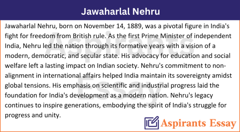 Paragraph on Jawaharlal Nehru in English (100, 150, 200, 250 Words)