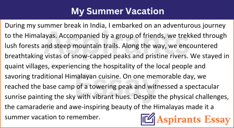 Paragraph on My Summer Vacation in English (100, 150, 200, 250 Words)