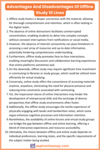 10 Lines on Advantages And Disadvantages Of Offline Study in English