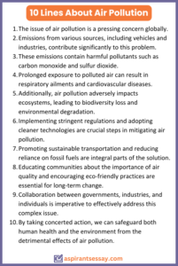 10 Lines on Air Pollution in English