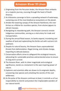 10 Lines on Amazon River in English