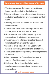 10 Lines on Academy Awards The Oscars in English