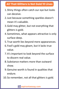 10 Lines on All That Glitters Is Not Gold in English
