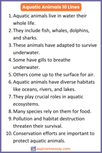 10 Lines on Aquatic Animals in English