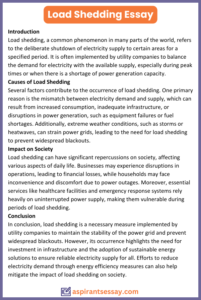 Essay on Load Shedding in English (150, 200, 250, 500 Words)