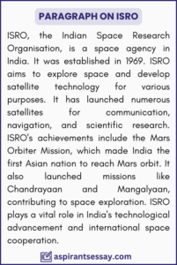 Paragraph on ISRO in English (100, 150, 200, 250 Words)