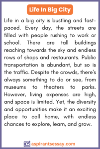 Paragraph on Life In Big City in English (100, 150, 200, 250 Words)