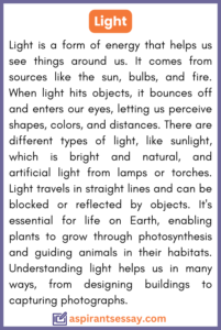 Paragraph on Light in English (100, 150, 200, 250 Words)