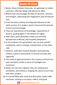 10 Lines on Books in English