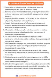 10 Lines on Conservation Of Nature in English