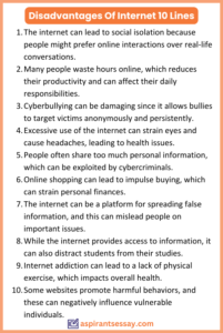 10 Lines on Disadvantages Of Internet in English