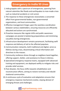 10 Lines on Emergency In India in English