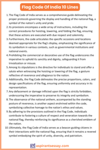 10 Lines on Flag Code Of India in English