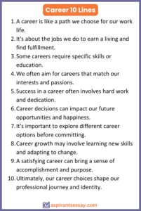 10 Lines on Career in English