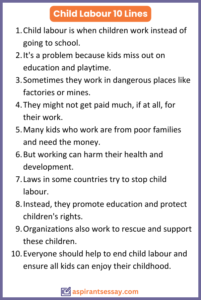 10 Lines on Child Labour in English