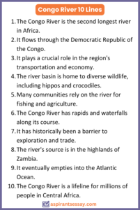 10 Lines on Congo River in English