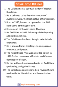 10 Lines on Dalai Lama in English