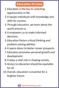 10 Lines on Education in English