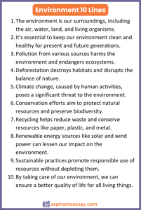 10 Lines on Environment in English