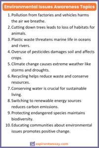 10 Lines on Environmental Issues Awareness Topics in English