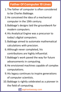 10 Lines on Father Of Computer in English