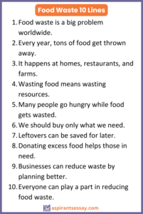 10 Lines on Food Waste in English