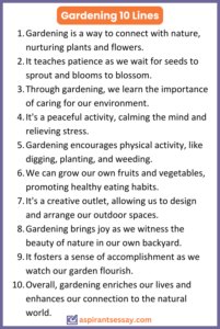 10 Lines on Gardening in English